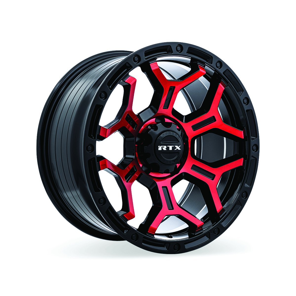 RTX Goliath Gloss Black Machined Red Spokes Wheels | Blackcircles.ca