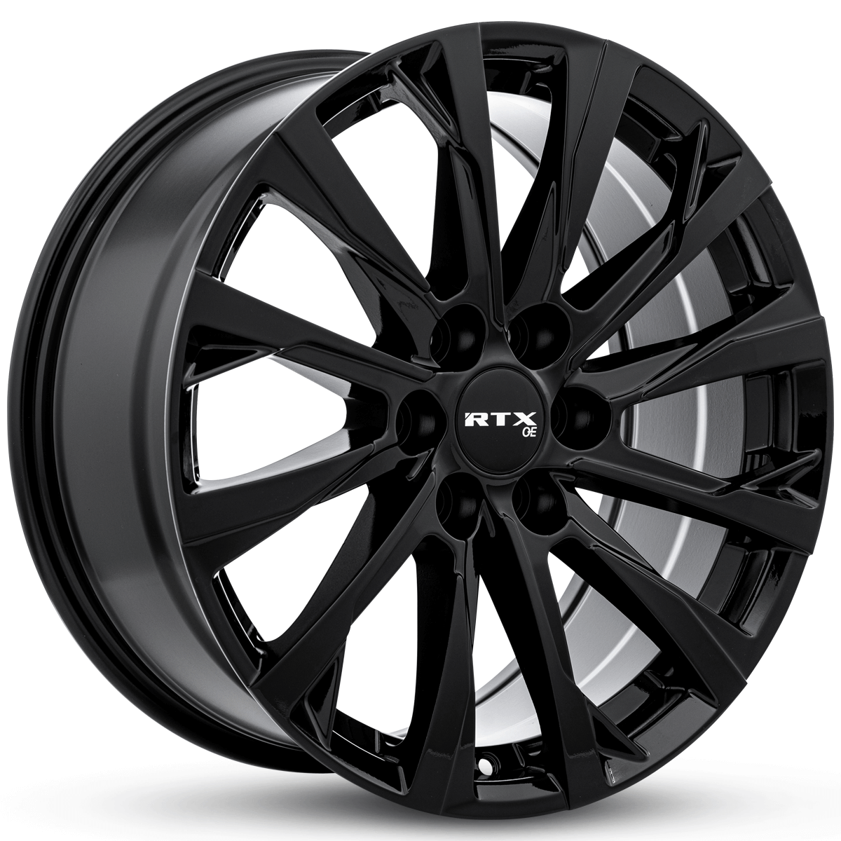 RTX GM03 Gloss Black 18x8 - 6x120 Wheels | Blackcircles.ca