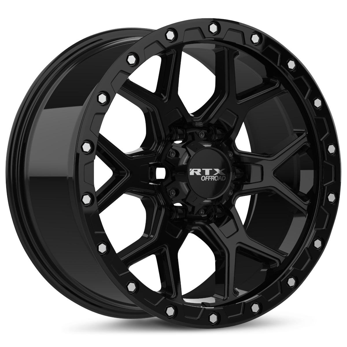 RTX Storm Gloss Black with Milled Rivets Wheels | Blackcircles.ca
