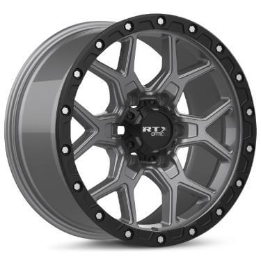 RTX Storm Matte Gunmetal with Black Lip and Milled Rivets 17x8.5 ...